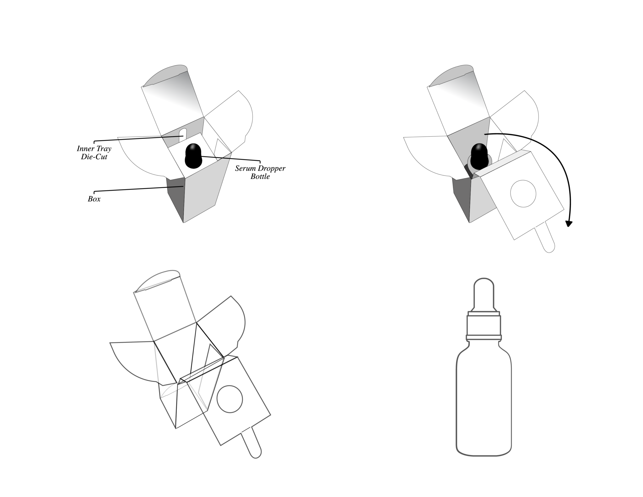 Serum Dropper Glossy Black Blank Boxes • Easy Integrated Top Bottle ...